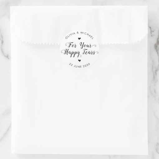 Happy Tears Simple Modern Wedding Tissue Label | Zazzle