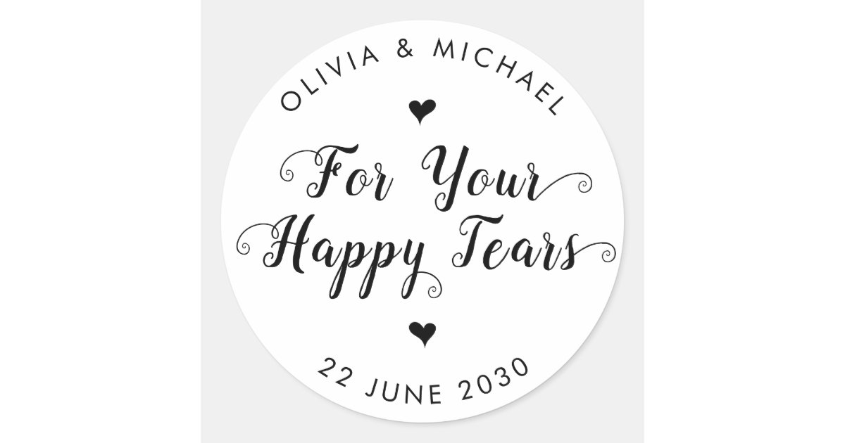 Happy Tears Simple Modern Wedding Tissue Label | Zazzle