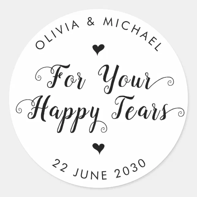 Happy Tears Simple Modern Wedding Tissue Label | Zazzle