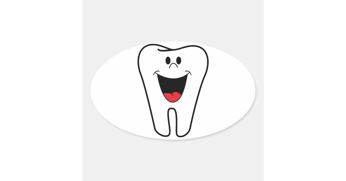 Happy teeth customizable for your Dental practice Oval Sticker | Zazzle