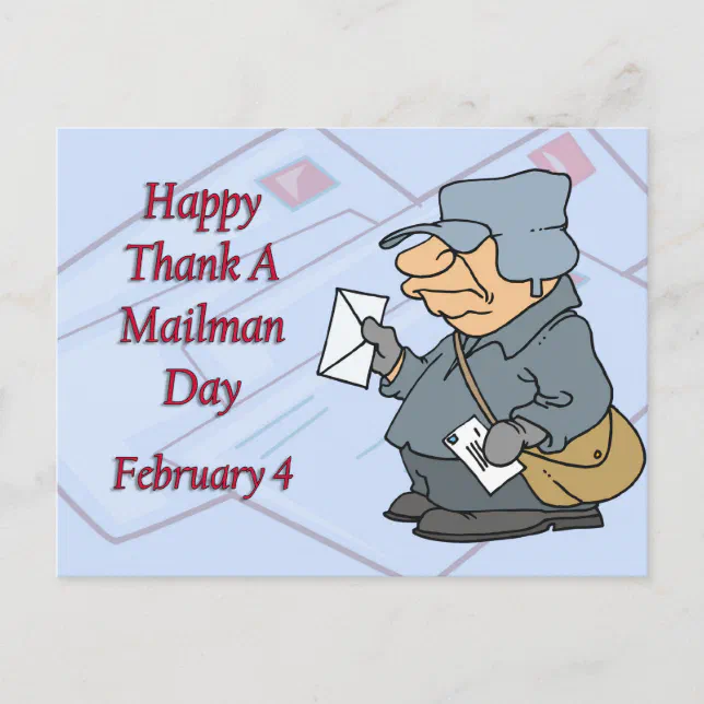 Happy Thank a Mailman Day February 4 Postcard | Zazzle