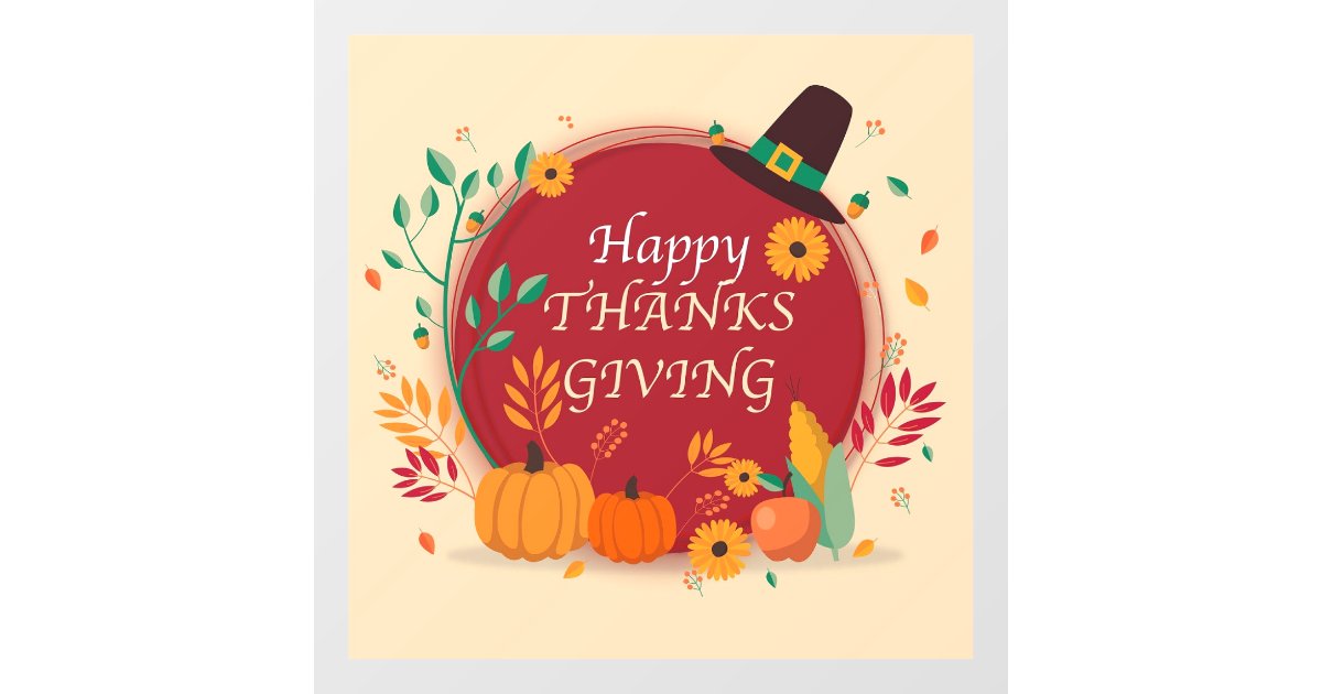 Happy Thanks Giving Window Cling | Zazzle