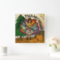 Happy Thanks Vegan Thanksgiving Turkey Square Wall Clock | Zazzle