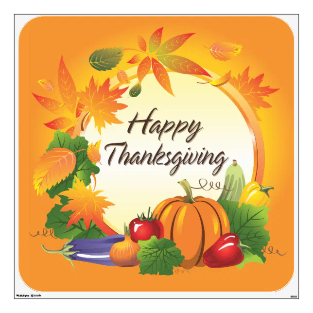 Happy Thanksgiving 5 Wall Decal | Zazzle