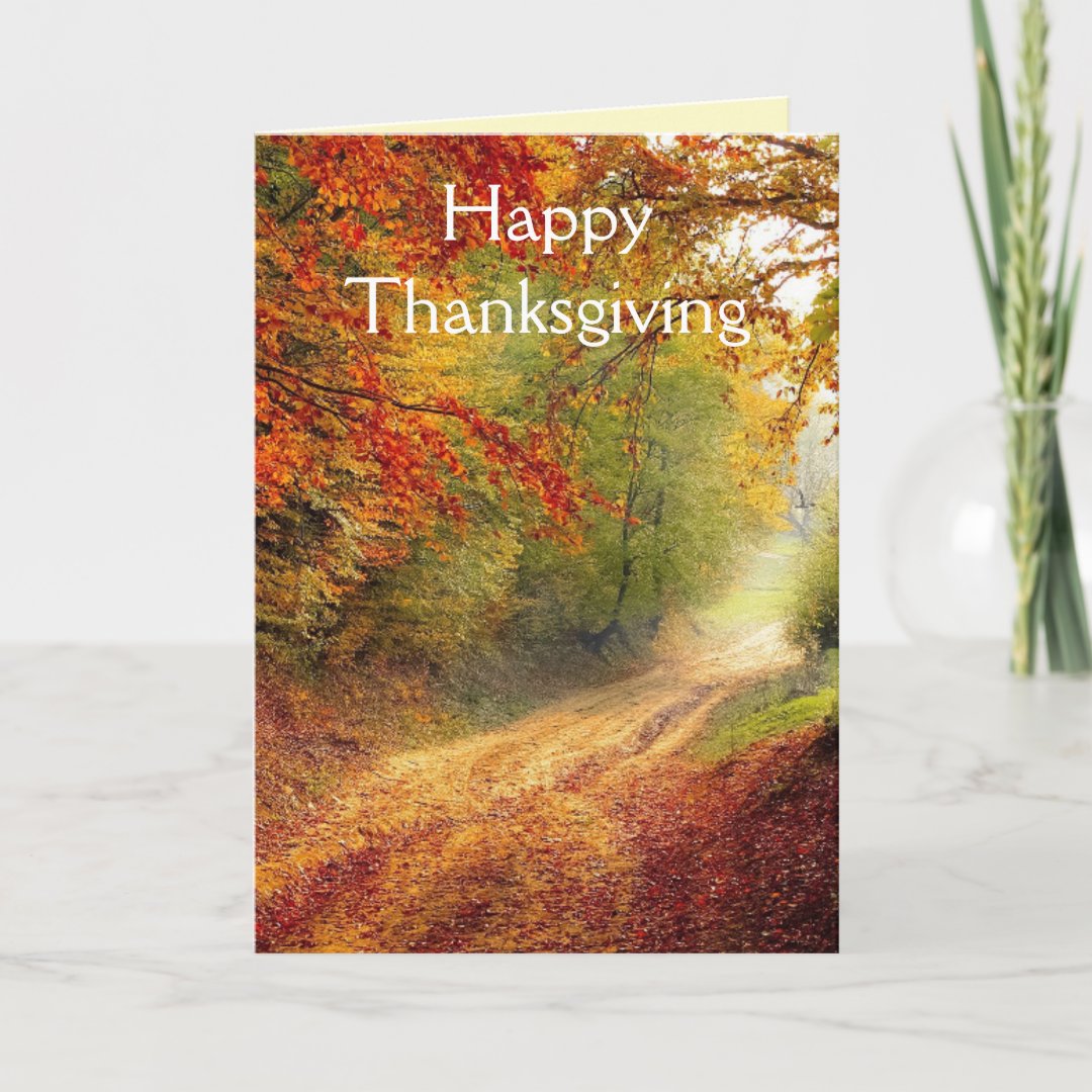Happy Thanksgiving Autumn Color art Holiday Card | Zazzle