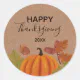 Happy Thanksgiving Autumn Colors Classic Round Sticker | Zazzle