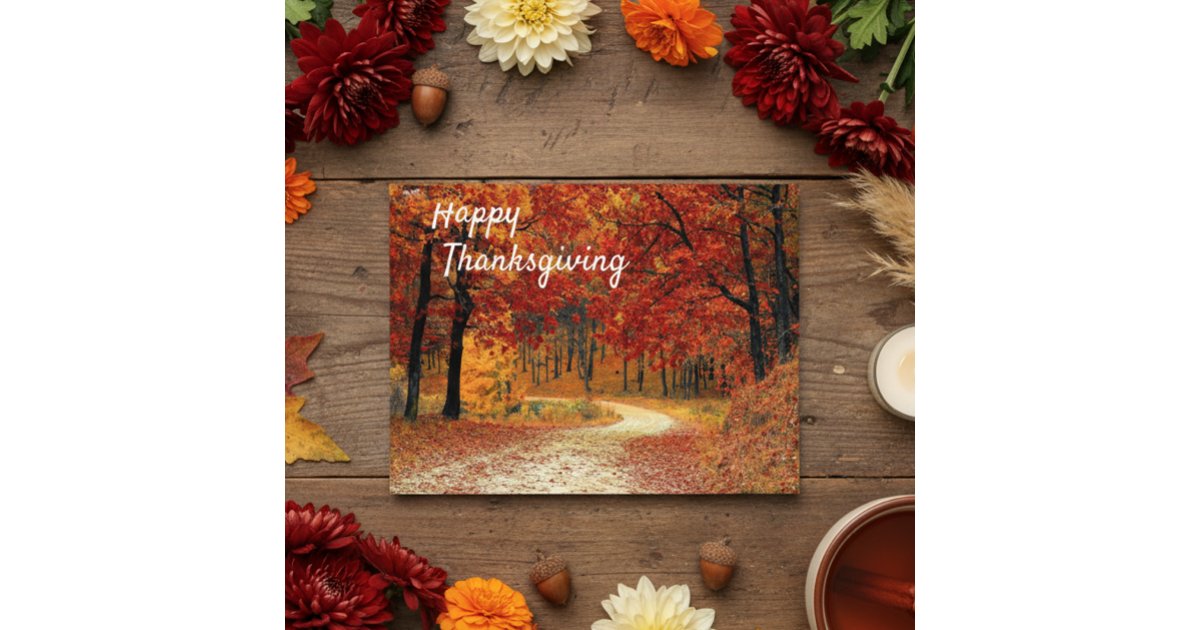 Happy Thanksgiving Autumn Landscape Scene Fall Postcard | Zazzle