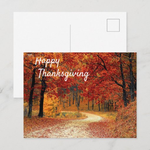 Happy Thanksgiving Autumn Landscape Scene Fall Postcard | Zazzle