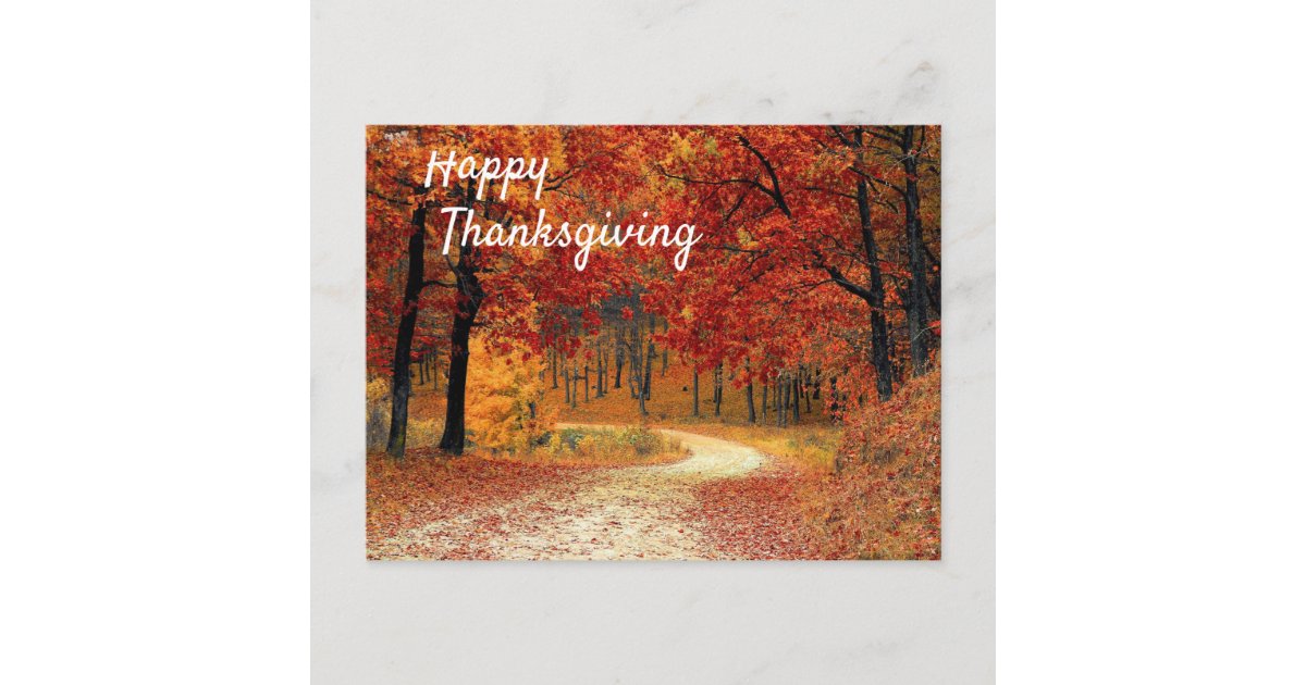 Happy Thanksgiving Autumn Landscape Scene Fall Postcard | Zazzle