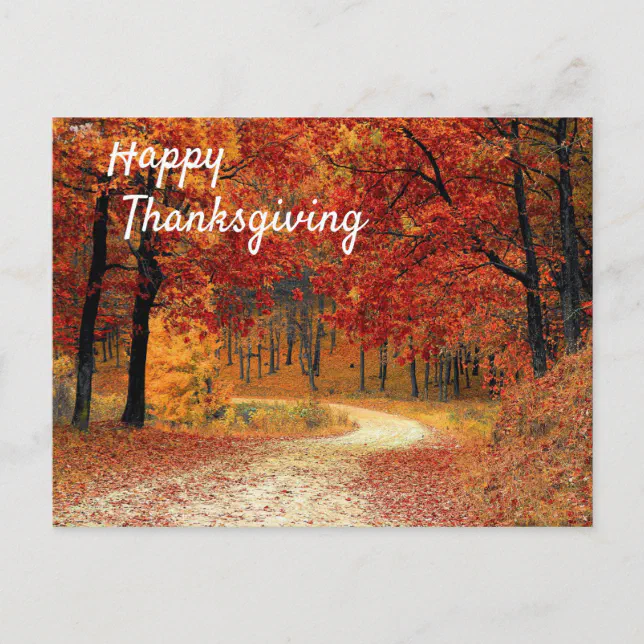 Happy Thanksgiving Autumn Landscape Scene Fall Postcard | Zazzle