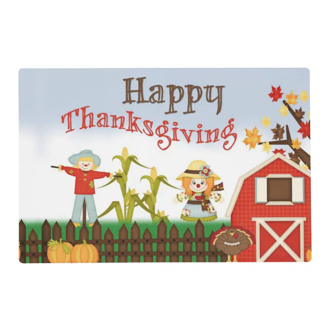 Happy Thanksgiving Barn Yard Placemat | Zazzle