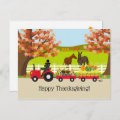 Happy Thanksgiving Black Labrador Tractor Postcard | Zazzle