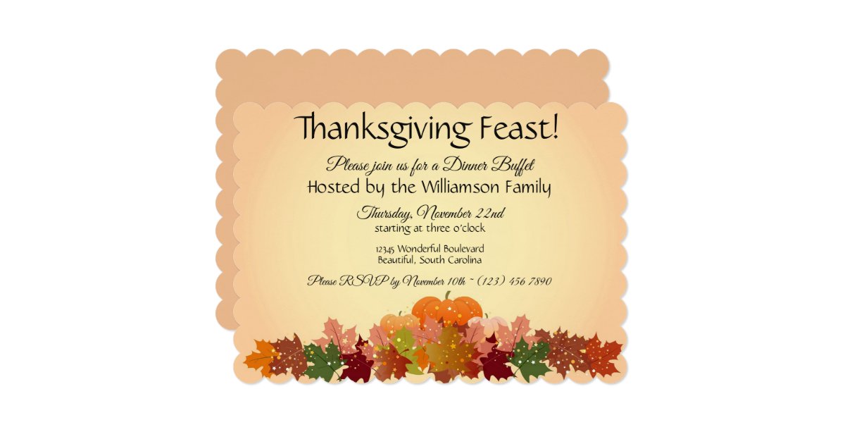 Happy Thanksgiving Buffet/Dinner Feast Invitation | Zazzle.com