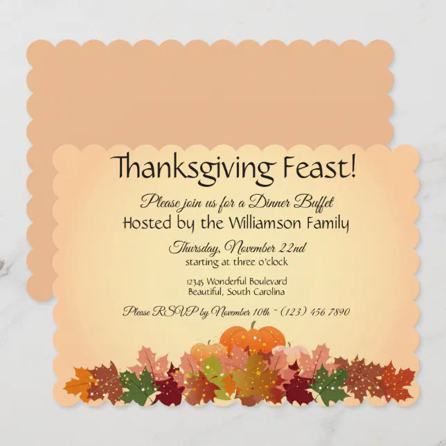 Happy Thanksgiving Buffet/Dinner Feast Invitation | Zazzle