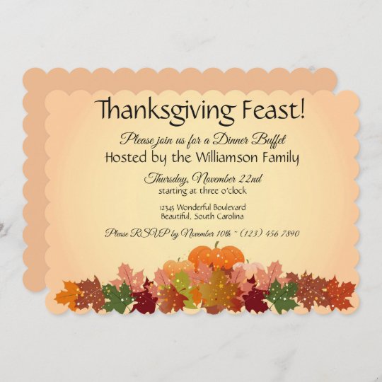 Happy Thanksgiving Buffet/Dinner Feast Invitation | Zazzle.com