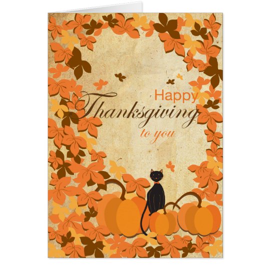 Happy Thanksgiving cards cat and pumpkins | Zazzle.com