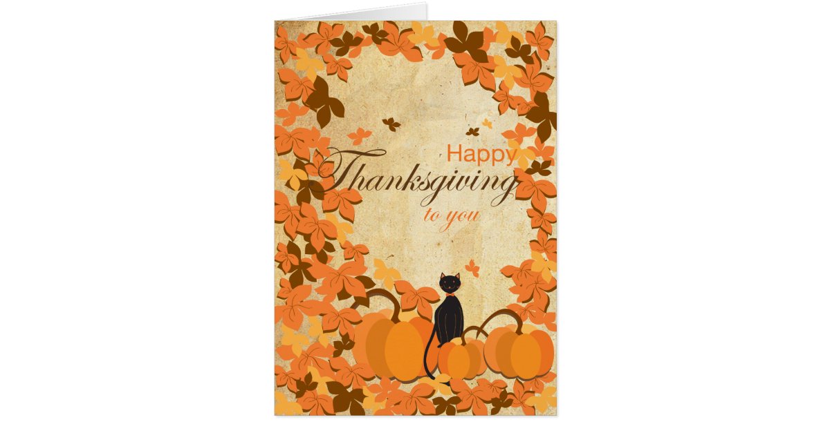 Happy Thanksgiving cards cat and pumpkins | Zazzle.com