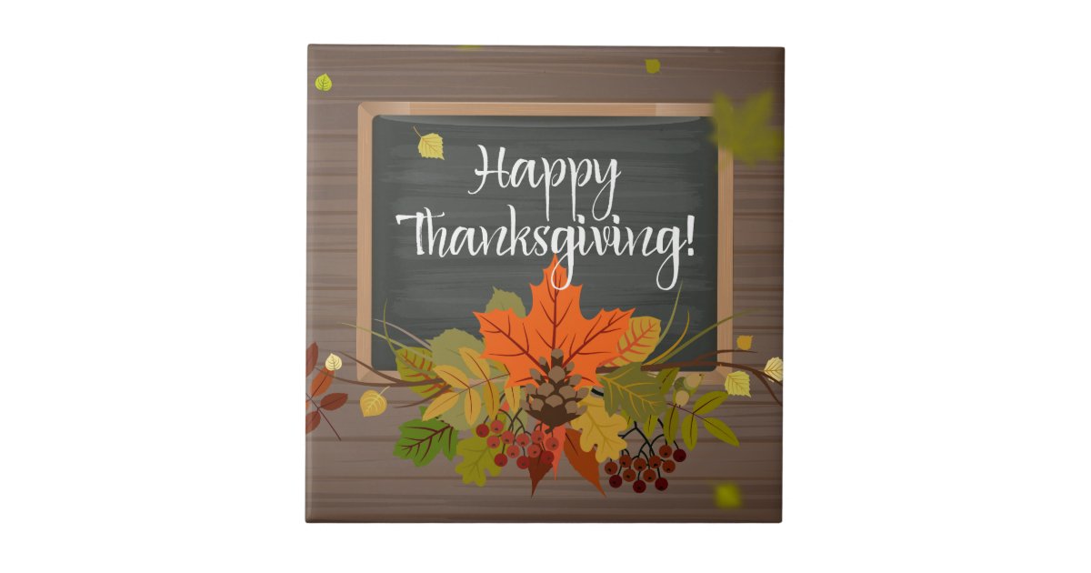 happy thanksgiving ceramic tile | Zazzle