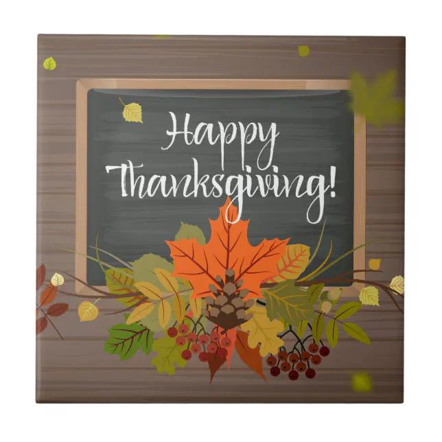 happy thanksgiving ceramic tile | Zazzle