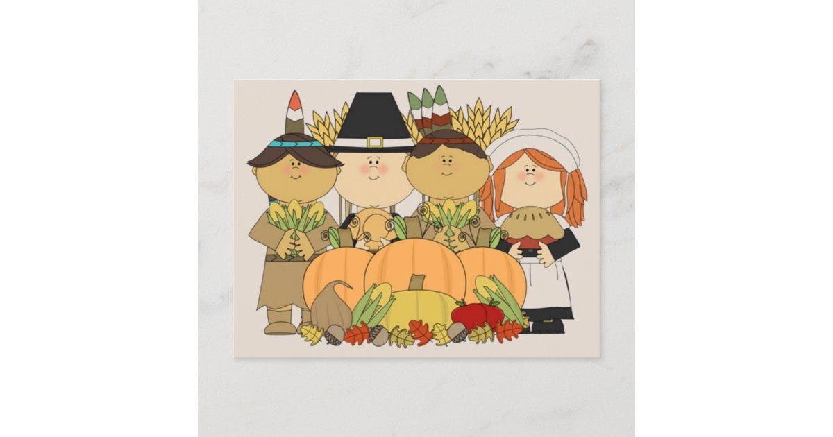 Happy Thanksgiving Children background Holiday Postcard | Zazzle