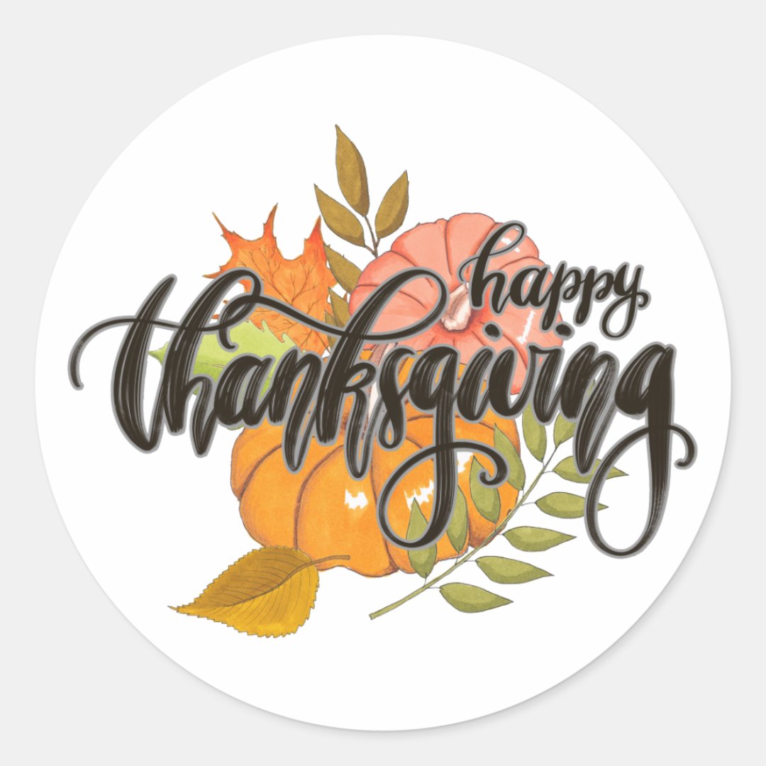 Happy Thanksgiving Classic Round Sticker | Zazzle
