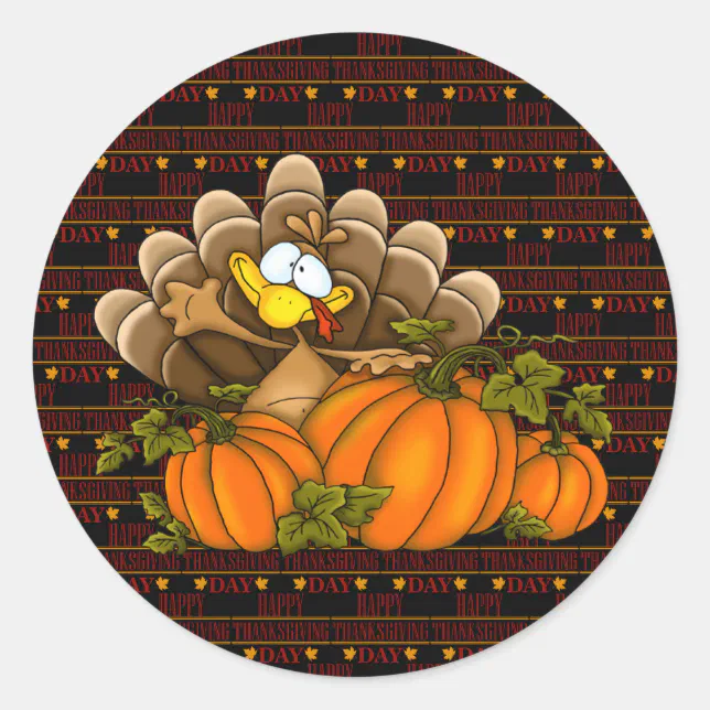 Happy Thanksgiving Classic Round Sticker | Zazzle