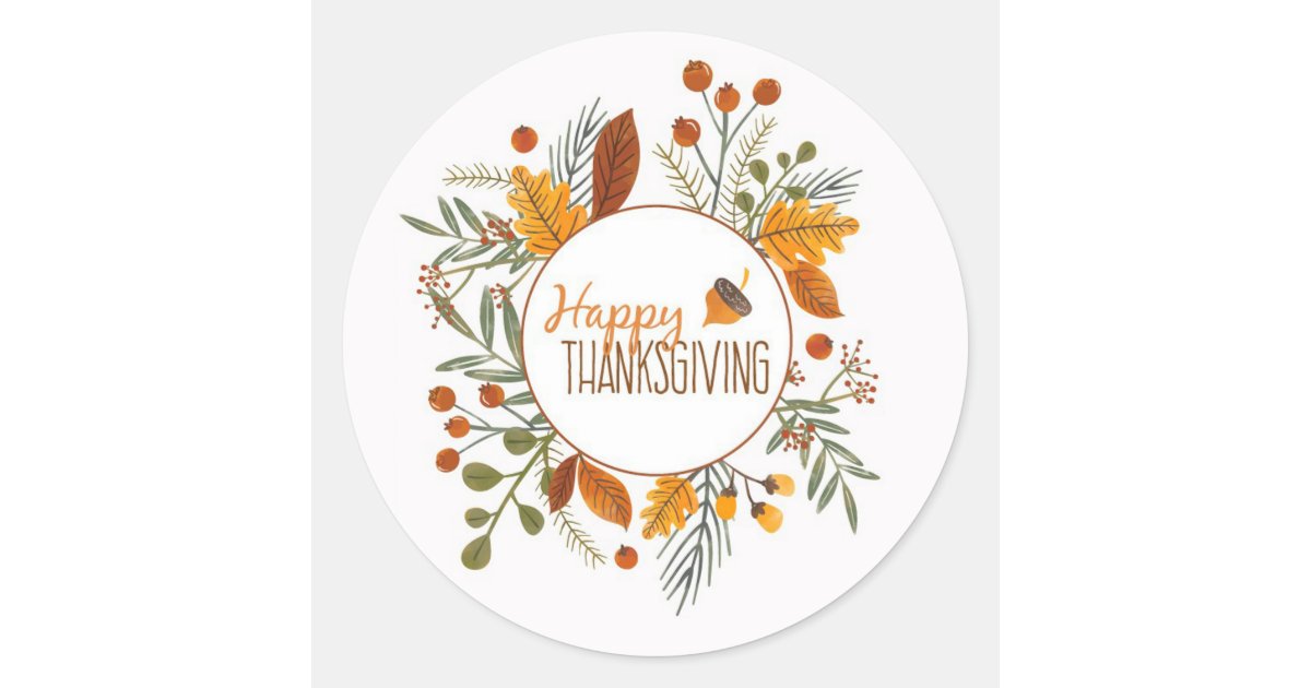 Happy Thanksgiving Classic Round Sticker | Zazzle