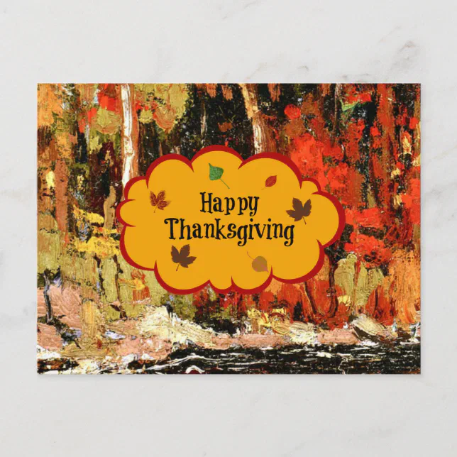 "Happy Thanksgiving," Colors of Autumn Holiday Postcard | Zazzle