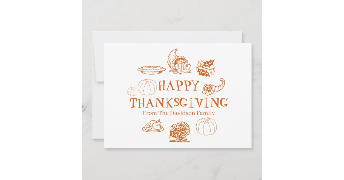 Happy Thanksgiving custom family name card | Zazzle