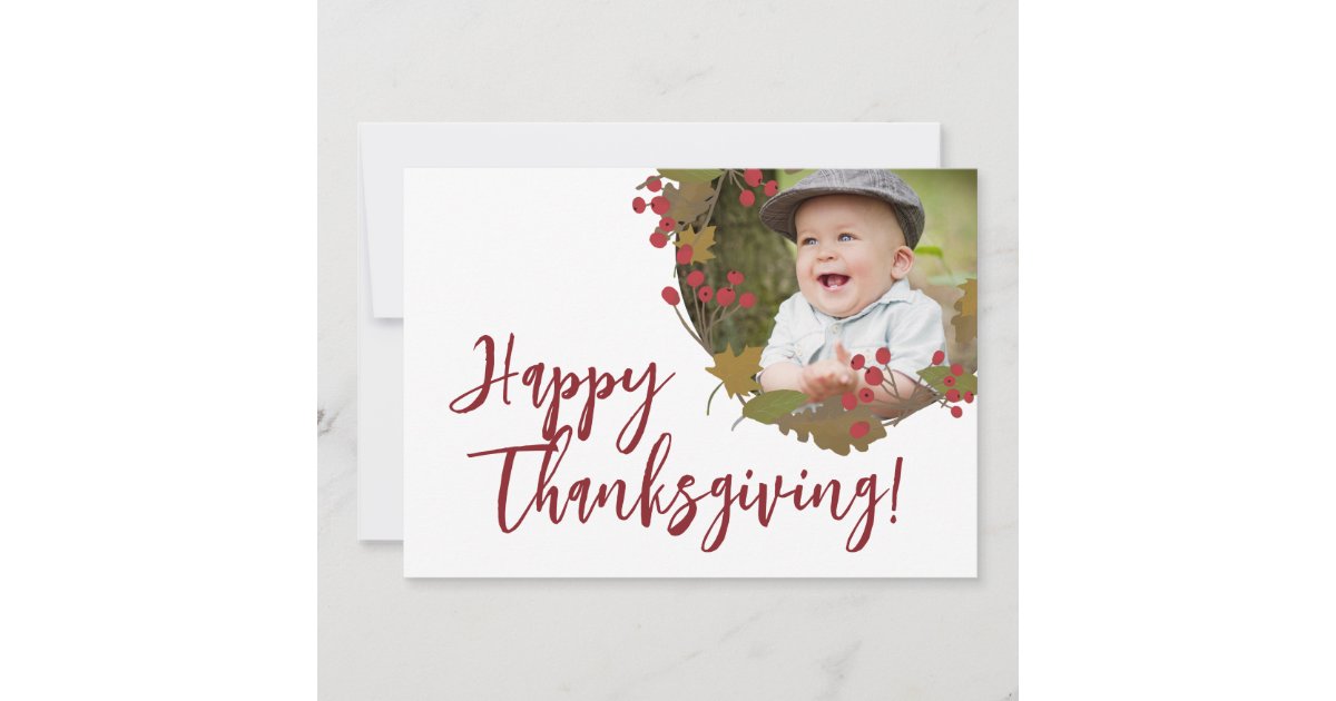 Happy Thanksgiving Custom Photo Family Greeting Holiday Card | Zazzle