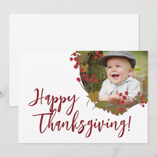 Happy Thanksgiving Custom Photo Family Greeting Holiday Card | Zazzle
