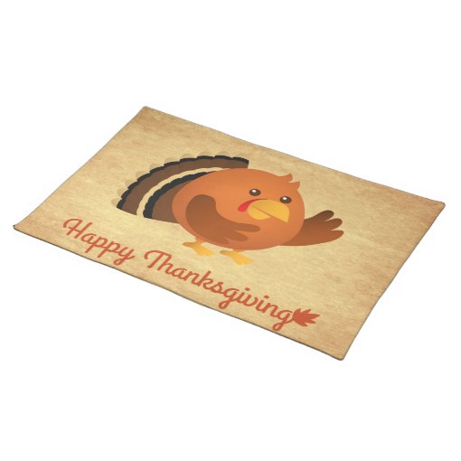 Happy Thanksgiving, Cute Round Turkey Placemat | Zazzle