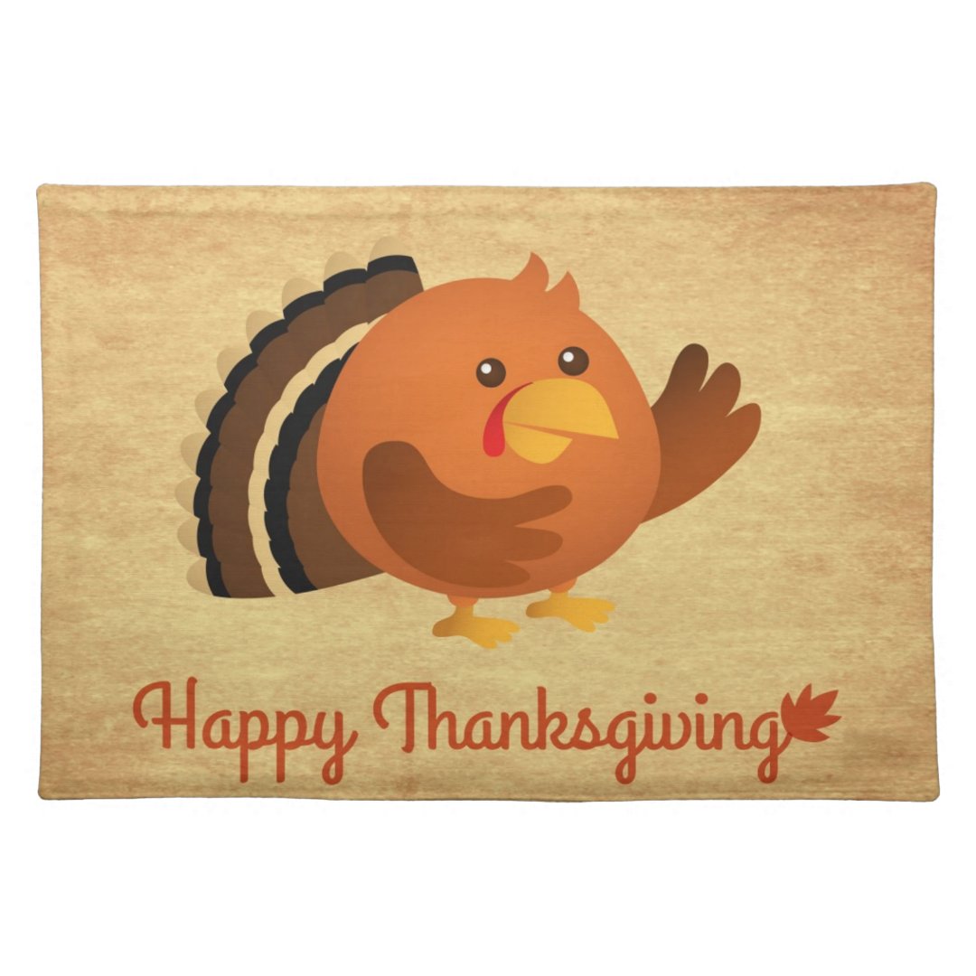 Happy Thanksgiving, Cute Round Turkey Placemat | Zazzle