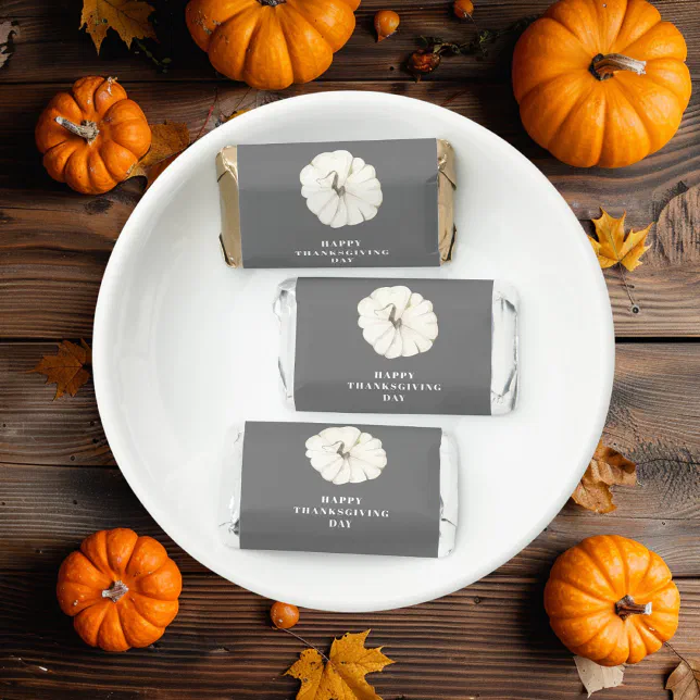 Happy Thanksgiving Day | Grey And White Pumpkin Hershey's Miniatures ...