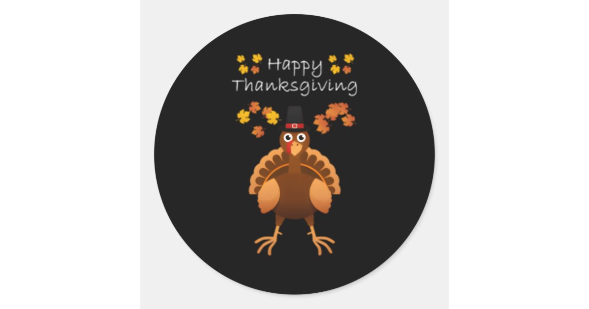 Happy Thanksgiving Day Pilgrim Turkey Classic Round Sticker | Zazzle