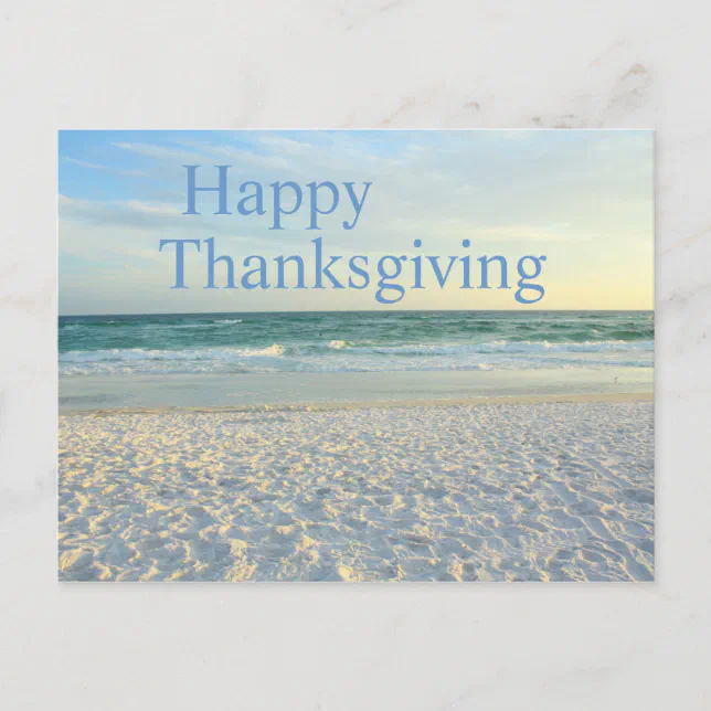Happy Thanksgiving - Destin, Florida beach sunset Holiday Postcard | Zazzle