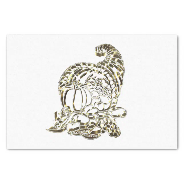 Happy Thanksgiving Elegant Golden Cornucopia Tissue Paper | Zazzle