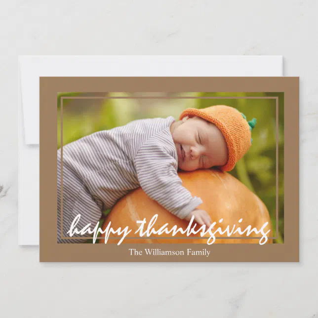 Happy Thanksgiving Family Photo Holiday Card | Zazzle