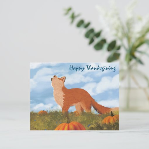 Happy Thanksgiving Fox Postcard | Zazzle