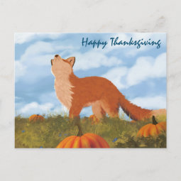 Happy Thanksgiving Fox Postcard | Zazzle