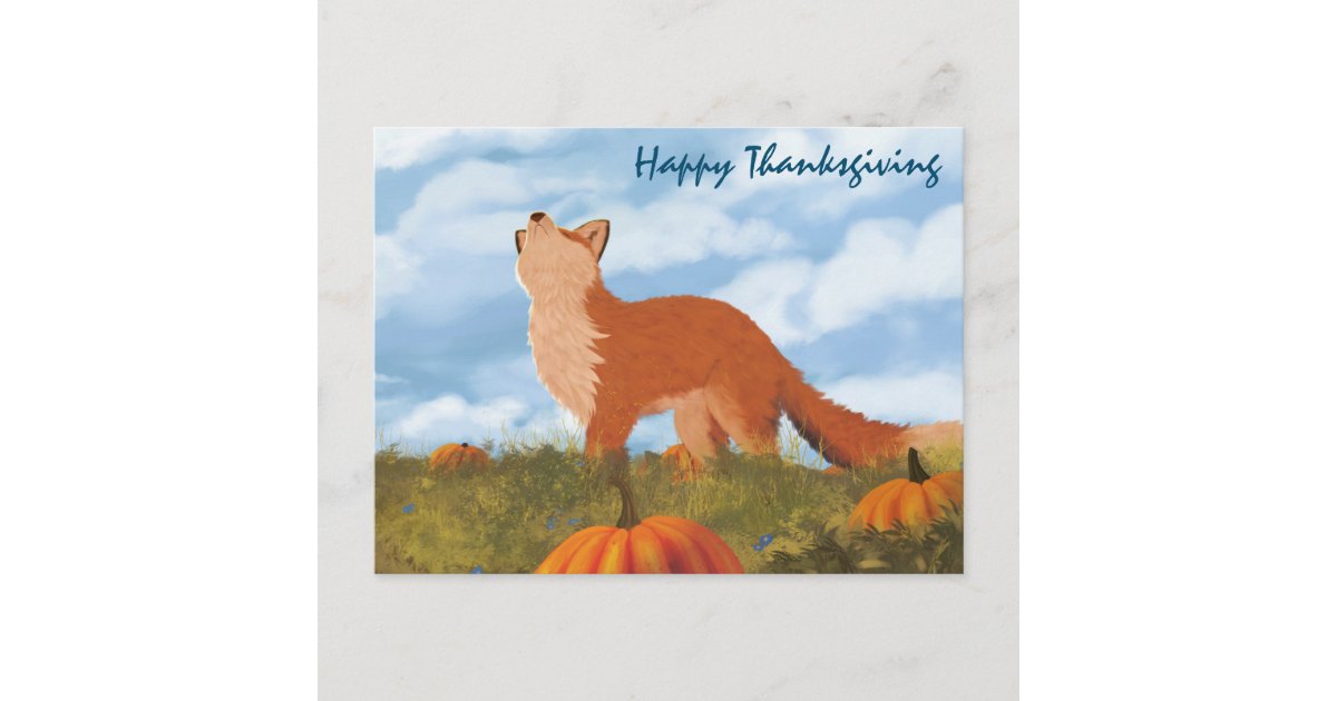 Happy Thanksgiving Fox Postcard | Zazzle