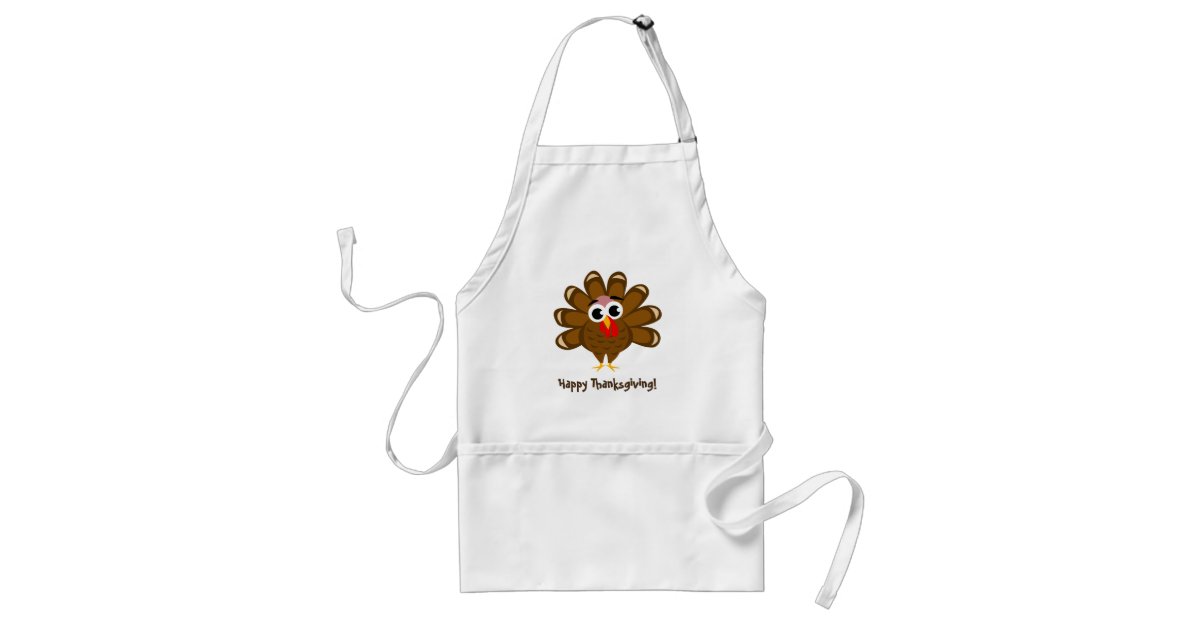 Happy Thanksgiving funny turkey cooking kitchen Adult Apron | Zazzle