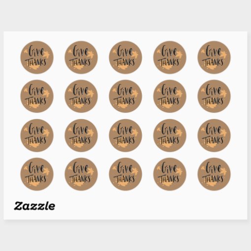 Happy Thanksgiving | Give Thanks Classic Round Sticker | Zazzle