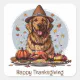 Happy Thanksgiving Golden Retriever Dog Square Sticker | Zazzle