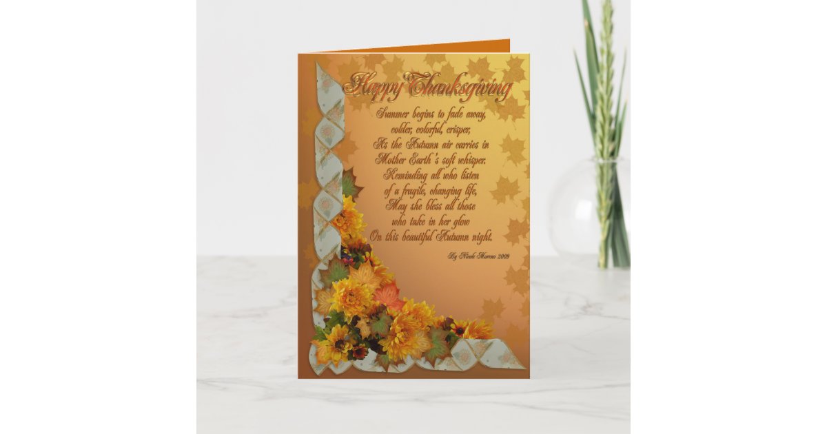 Happy Thanksgiving greeting card with poem | Zazzle