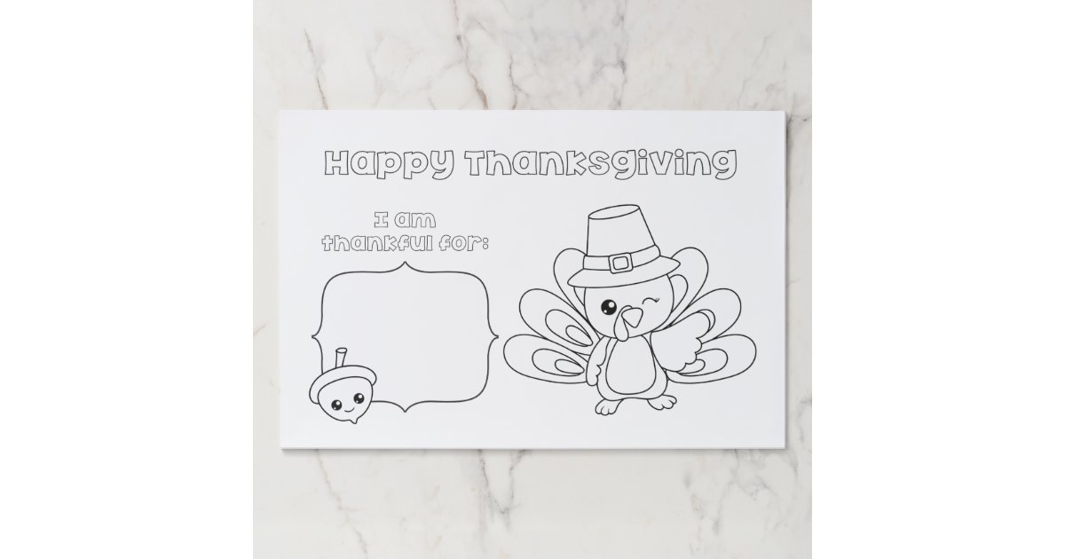 Happy Thanksgiving Kids Color Activity Placemat | Zazzle