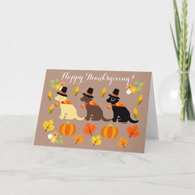 Happy Thanksgiving Labrador Silhouette Card | Zazzle