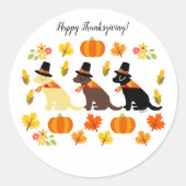 Happy Thanksgiving Labrador Silhouette Classic Round Sticker | Zazzle