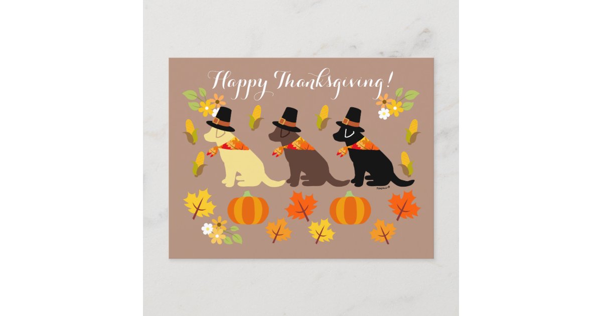 Happy Thanksgiving Labrador Silhouette Holiday Postcard | Zazzle
