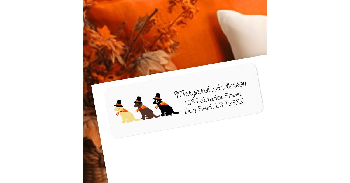 Happy Thanksgiving Labrador Silhouette Label | Zazzle